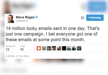 Cyware Tweets : "14 million locky emails sent in one day." | Cyware ...