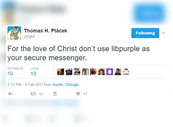 Interesting Tweet : "Using libpurple as your secure messenger ...